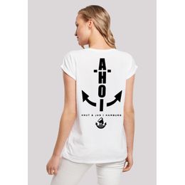 F4NT4STIC Damen T-Shirt "Ahoi Anker Knut & Jan Hamburg", wei&szlig;, Gr. S, Obermaterial: 100% Baumwolle, Shirts, Print