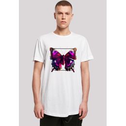 F4NT4STIC Herren T-Shirt "Pink Schmetterling LONG TEE", weiß, Gr. XS, Obermaterial: 100% Baumwolle, Shirts, Print