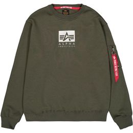 Herren Sweatshirt "Satin Logo Sweater", gr&uuml;n, Gr. L, Alpha Industries, bedruckt, Sweatware, Obermaterial: 80% Baumwolle, 20% Polyester, Sweatshirts