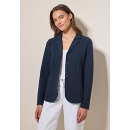 Cecil Damen Kurzblazer, blau, Gr. XXL, unifarben, Stoff, 65% Polyester, 30% Viskose, 5% Elasthan, Blazer, mit Reverskragen