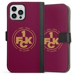 DeinDesign iPhone 13 Pro Max Handy Klapph&uuml;lle Handyh&uuml;lle aus Kunst Leder schwarz Flip Case 125 Jahre 1. Fc Kaiserslautern 1. Fck Sideflip mit langer Lasche