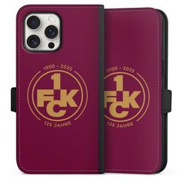DeinDesign iPhone 15 Pro Max Handy Klapph&uuml;lle Handyh&uuml;lle aus Kunst Leder schwarz Flip Case 125 Jahre 1. Fc Kaiserslautern 1. Fck Sideflip mit Lasche