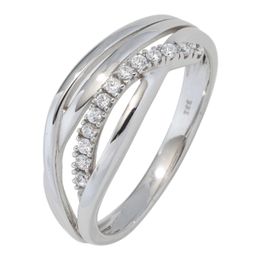 Jobo Damen Goldring, 54, Wei&szlig;gold 333, wei&szlig;, Wei&szlig;gold 333, Fingerringe, 333 Wei&szlig;gold mit 13 Zirkonia