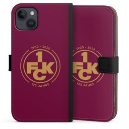 DeinDesign iPhone 14 Plus Handy Klapph&uuml;lle Handyh&uuml;lle aus Kunst Leder schwarz Flip Case 125 Jahre 1. Fc Kaiserslautern 1. Fck Sideflip mit langer Lasche