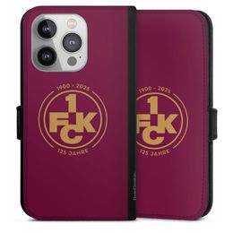 DeinDesign iPhone 14 Pro Handy Klapph&uuml;lle Handyh&uuml;lle aus Kunst Leder schwarz Flip Case 125 Jahre 1. Fc Kaiserslautern 1. Fck Sideflip mit langer Lasche