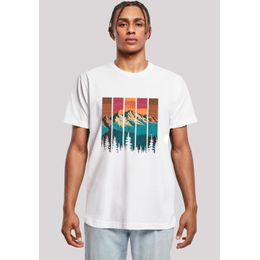 F4NT4STIC Herren T-Shirt "Berg Sonnenuntergang Retro", weiß, Gr. L, Obermaterial: 100% Baumwolle, Shirts, Premium Qualität