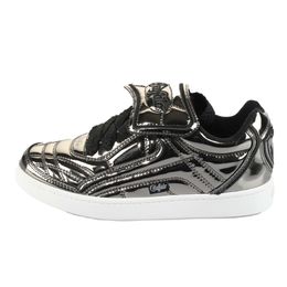 Buffalo Damen Plateausneaker "LIBERTY SOCCER vegan", Gr. 38, silber, Lacklederimitat, glänzend, metallic, Schuhe, Schnürschuh, Halbschuh,