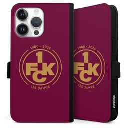 DeinDesign iPhone 14 Pro Max Handy Klapph&uuml;lle Handyh&uuml;lle aus Kunst Leder schwarz Flip Case 125 Jahre 1. Fc Kaiserslautern 1. Fck Sideflip mit Lasche