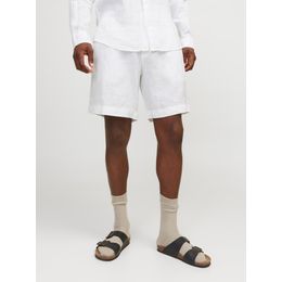 Jack & Jones JACK & JONES Herren Shorts "JPSTBILL LAWRENCE LINEN SHORTS SRT LN", wei&szlig;, Gr. XL, unifarben, Web, Obermaterial: 100% Leinen, Hosen