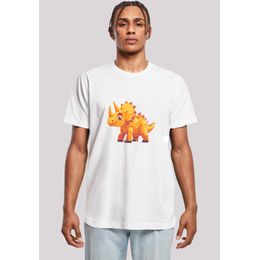 F4NT4STIC Herren T-Shirt "Süßer Triceratops Dinosaurier", weiß, Gr. S, Obermaterial: 100% Baumwolle, Shirts, Premium Qualität