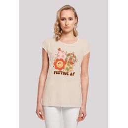 F4NT4STIC Damen T-Shirt "Festive AF Weihnachten Tree Balls", wei&szlig;, Gr. L, Obermaterial: 100% Baumwolle, Shirts, Premium Qualit&auml;t,
