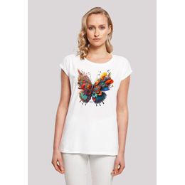 F4NT4STIC Damen T-Shirt "Schmetterling Blumen", wei&szlig;, Gr. S, Obermaterial: 100% Baumwolle, Shirts, Print