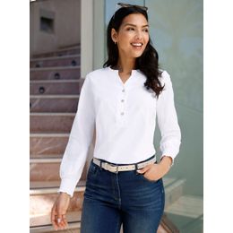 Classic Basics Damen Langarmbluse, wei&szlig;, Gr. 52, unifarben, 50% Baumwolle, 50% Polyester, Blusen