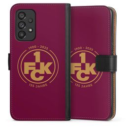 DeinDesign Galaxy A53 5G Handy Klapph&uuml;lle Handyh&uuml;lle aus Kunst Leder schwarz Flip Case 125 Jahre 1. Fc Kaiserslautern 1. Fck Sideflip mit langer Lasche
