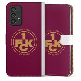 DeinDesign Galaxy A33 5G Handy Klapph&uuml;lle Handyh&uuml;lle aus Kunst Leder wei&szlig; Flip Case 125 Jahre 1. Fc Kaiserslautern 1. Fck Sideflip mit Lasche