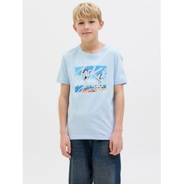 Jack & Jones Jungen T-Shirt "JJCOLTON PHOTOPRINT TEE SS CREW NE JNR", blau, Gr. 152, JACK & JONES JUNIOR, bedruckt, Single Jersey, Obermaterial: 100% Baumwolle,