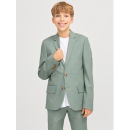 Jack & Jones Jungen Sakko "JPRSOLARIS BLAZER NOOS JNR", grün, Gr. 158, JACK & JONES JUNIOR, unifarben, Web, Obermaterial: 59% Polyester, 24% Wolle, 16% Viskose,