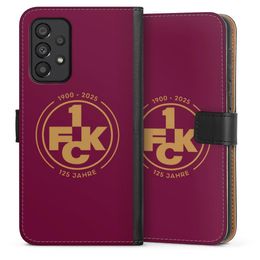 DeinDesign Galaxy A33 5G Handy Klapph&uuml;lle Handyh&uuml;lle aus Kunst Leder schwarz Flip Case 125 Jahre 1. Fc Kaiserslautern 1. Fck Sideflip mit langer Lasche