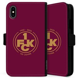 DeinDesign iPhone X Handy Klapph&uuml;lle Handyh&uuml;lle aus Kunst Leder schwarz Flip Case 125 Jahre 1. Fc Kaiserslautern 1. Fck Sideflip mit langer Lasche