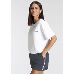 Fila Damen Shorty, Gr. XS, wei&szlig;, Jersey, Obermaterial: 95% Baumwolle, 5% Elasthan, unifarben, Basic, Homewear-Sets, mit Brust-Logo und kontrastiertem