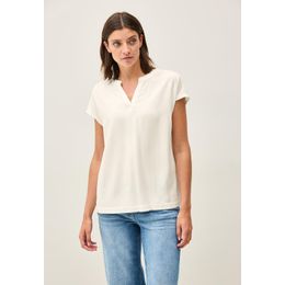 Cecil Damen Kurzarmbluse, wei&szlig;, Gr. XL, unifarben, Stoff, 100% Viskose, Blusen, aus softer Viskose