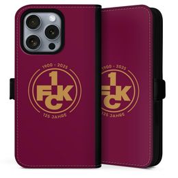 DeinDesign iPhone 16 Pro Max Handy Klapph&uuml;lle Handyh&uuml;lle aus Kunst Leder schwarz Flip Case 125 Jahre 1. Fc Kaiserslautern 1. Fck Sideflip mit Lasche
