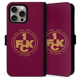 DeinDesign iPhone 16 Pro Handy Klapph&uuml;lle Handyh&uuml;lle aus Kunst Leder schwarz Flip Case 125 Jahre 1. Fc Kaiserslautern 1. Fck Sideflip mit Lasche