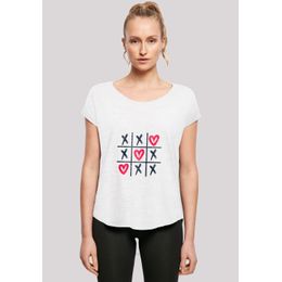 F4NT4STIC Damen T-Shirt "Valentinstag Herz Tic Tac Toe", wei&szlig;, Gr. S, Obermaterial: 100% Baumwolle, Shirts, Premium Qualit&auml;t