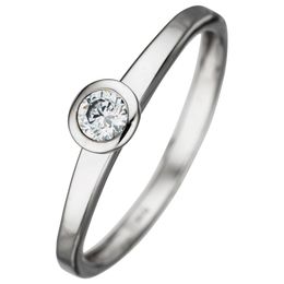 Jobo Damen Goldring, 52, Wei&szlig;gold 333, wei&szlig;, Wei&szlig;gold 333, Fingerringe, 333 Wei&szlig;gold mit Zirkonia