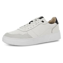 Herren Plateausneaker, MARCO TOZZI by GMK, Gr. 45, schwarz-weiß, Leder, Nubukleder, Veloursleder, kontrastfarbene Details, Schuhe, Schnürschuh,