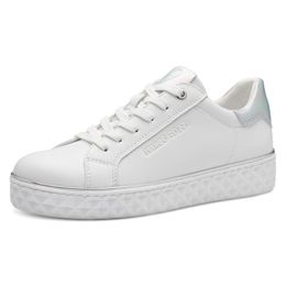Marco Tozzi Damen Plateausneaker, Gr. 37, wei&szlig;, Lederimitat, Schuhe, mit tollen Metallic-Details, Freizeitschuh, Halbschuh, Schn&uuml;rschuh