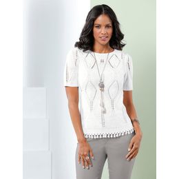 Lady Damen Ajourpullover "Pullover", wei&szlig;, Gr. 40, unifarben, 100% Polyacryl, Pullover