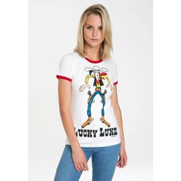 logoshirt Damen T-Shirt "Lucky Luke", weiß, Gr. L, bedruckt, 100% Baumwolle, Shirts, mit lizenziertem Originaldesign
