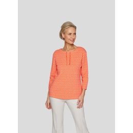 Rabe Damen 3/4-Arm-Shirt, orange, Gr. 40, bedruckt, Obermaterial: 55% Baumwolle, 40% Polyester, 5% Elasthan, Shirts, mit All-Over Print