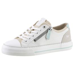 Mustang Shoes Damen Sneaker, Gr. 37, wei&szlig;, Lederimitat, Textil, Schuhe, mit seitlichem Rei&szlig;verschluss, Freizeitschuh, Halbschuh, Schn&uuml;rschuh