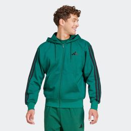 Herren Sweatshirt "M 3S FL FZ HD", grün, Gr. M, adidas Sportswear, Obermaterial: 55% Baumwolle, 36% Polyester, 9% Viskose, Sweatshirts