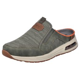 Rieker Herren Clog, Gr. 41, gr&uuml;n, Lederimitat, Textil, meliert, Schuhe, Sommerschuh, Strandschuh, Hausschuh mit seitlichen Stretcheins&auml;tzen