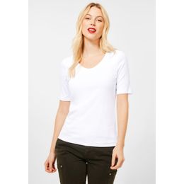 Street One Damen T-Shirt, wei&szlig;, Basic, Gr. 40, unifarben, Web, 50% Modal, 50% Baumwolle, Shirts, im soften Baumwoll-Mix