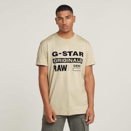 G-Star Raw G-STAR Damen T-Shirt "Originals", beige, Gr. S, Jersey, Obermaterial: 100% Baumwolle, Shirts, mit gro&szlig;em Frontprint