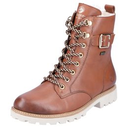 Remonte Damen Winterboots, Gr. 41, braun, Leder, Schuhe, Blockabsatz, Schn&uuml;rboots, Outdoorschuh mit Zierschnalle
