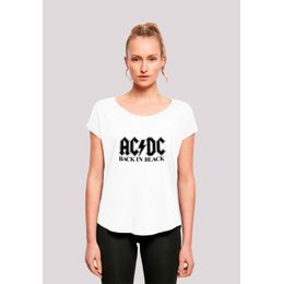 F4NT4STIC Damen T-Shirt "ACDC Back In Black Logo Ladies Long T-Shirt", weiß, Gr. S, Obermaterial: 100% Baumwolle, Shirts, Print
