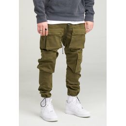 2Y Premium Herren Cargohose "ELIJAH", gr&uuml;n, Gr. 31, 97% Baumwolle, 3% Elasthan, Hosen, mit elastischem Bund
