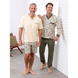 G&ouml;tting G&Ouml;TTING Herren Schlafanzug, Gr. 54, gr&uuml;n, 100% Baumwolle, Homewear-Sets