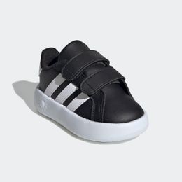 Jungen Klettschuh "GRAND COURT 2.0 KIDS", adidas Sportswear, Gr. 27, schwarz-weiß, Synthetik, Schuhe, Design auf den Spuren des adidas Superstar, für