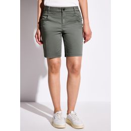 Street One Damen Bermudas, grün, Gr. 34, unifarben, Web, 97% Baumwolle, 3% Elasthan, Hosen, 4-Pocket Style