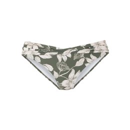 s.Oliver Damen Bikini-Hose "Lady", gr&uuml;n, Gr. 38, gebl&uuml;mt, Microfaser, Recycling-Polyamid, Badehosen, mit floralem Design