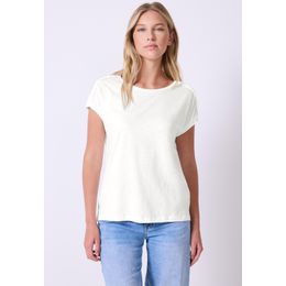Damen T-Shirt, wei&szlig;, Gr. 46, STREET ONE STUDIO, unifarben, Stoff, 50% Modal, 50% Baumwolle, Shirts, aus elastischem Materialmix