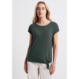 Street One Damen T-Shirt, grün, Gr. 34, unifarben, Stoff, 95% Viskose, 5% Elasthan, Shirts, aus strecthigem Viskosematerial