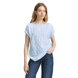 Tom Tailor Damen Shirtbluse, blau, Gr. 36, gestreift, Obermaterial: 100% Viskose, Blusen, mit Streifen Muster