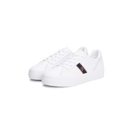 Tommy Hilfiger Damen Plateausneaker "VULC WEBBING SNEAKER", Gr. 41, wei&szlig;, Nappaleder, Schuhe, Freizeitschuh, Halbschuh, Schn&uuml;rschuh mit